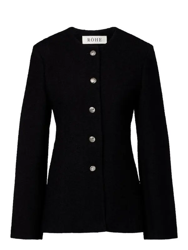 RÓHE Knitted Wool-blend Cardigan - Black