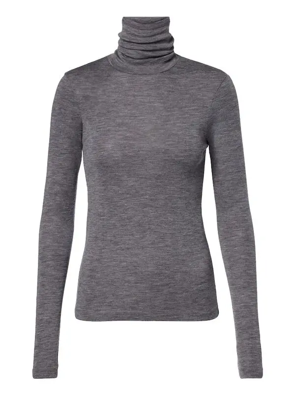 RÓHE Wool Jersey Turtleneck Top - Grey