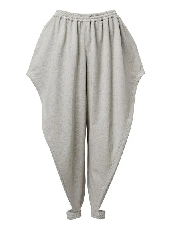 Alaïa Ruffled Cotton-blend Fleece Tapered Pants - Grey