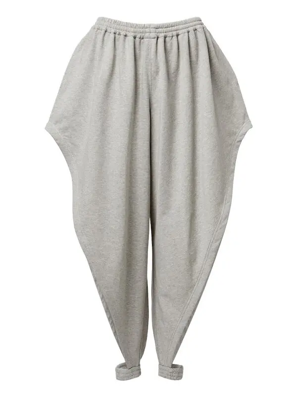 Alaïa Ruffled Cotton-blend Fleece Tapered Pants - Grey