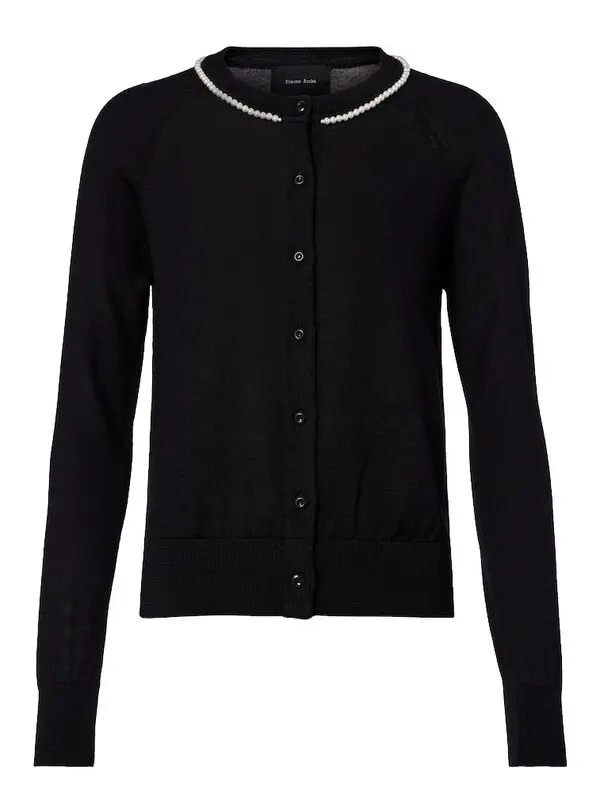 Simone Rocha Embellished Wool And Silk Cardigan - Black