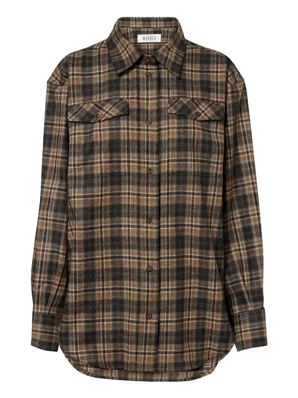 RÓHE Checked Wool-blend Overshirt - Brown