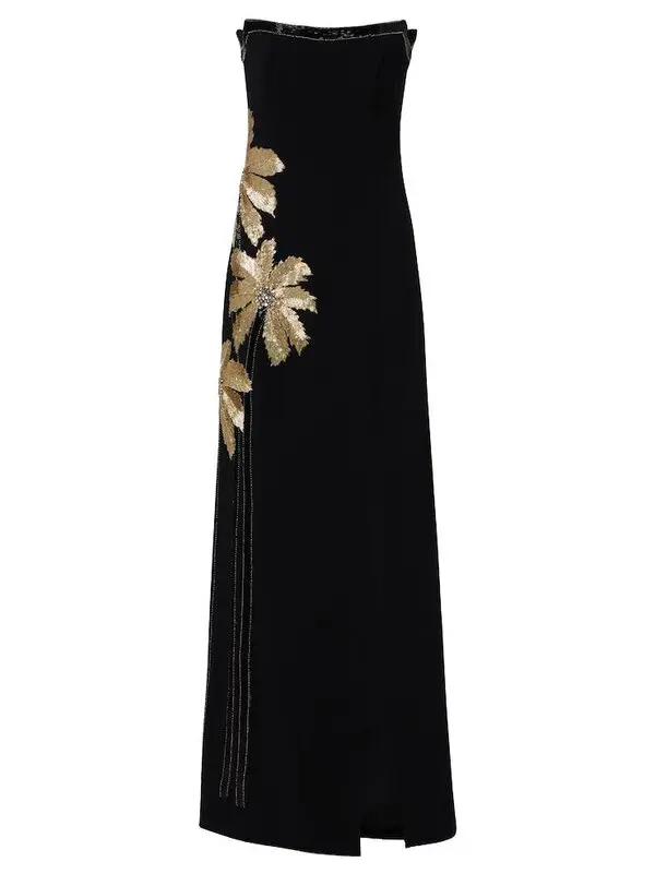 Costarellos Embellished Crepe Gown - Black