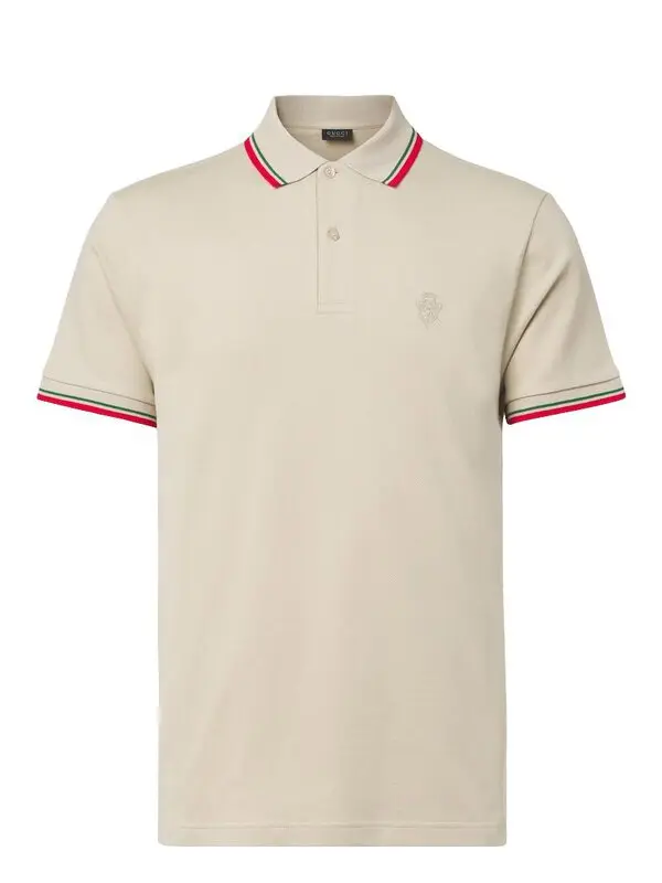 Gucci Cotton-blend Piqué Polo Shirt - Beige