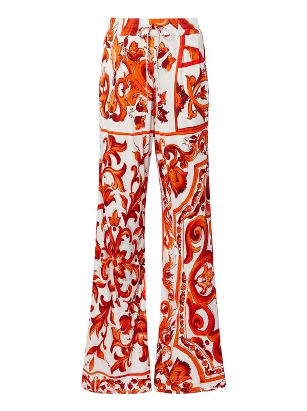 Dolce & Gabbana Majolica Print Wide-leg Trousers - Orange