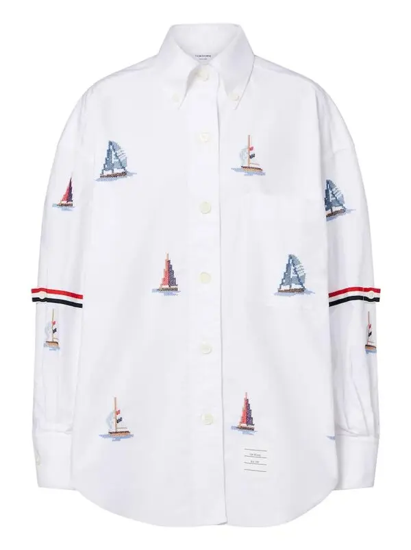 Thom Browne Printed Cotton Shirt - White