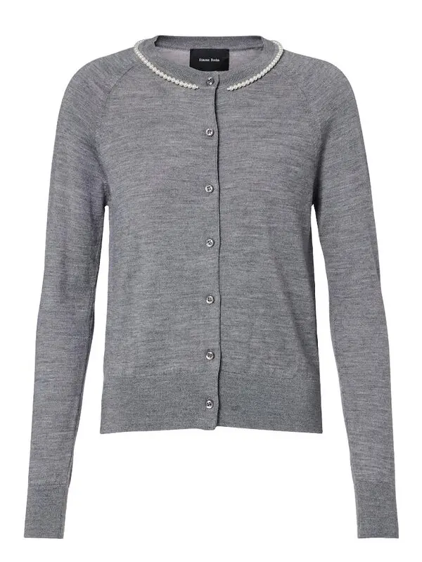 Simone Rocha Embellished Wool And Silk Cardigan - Grey