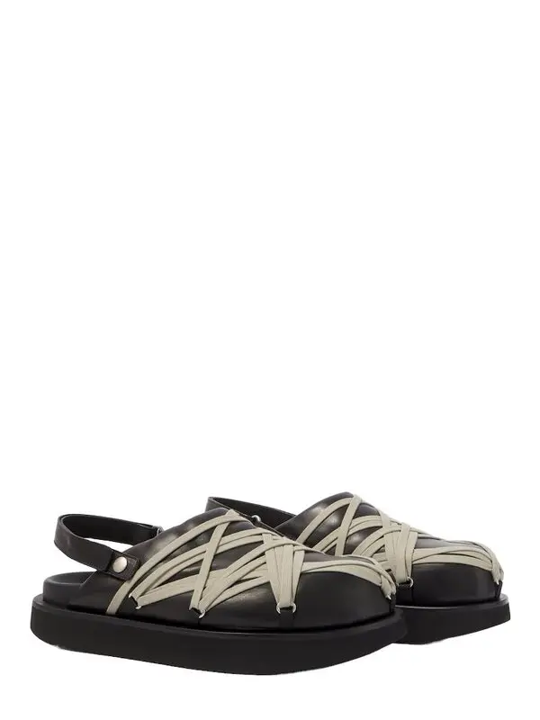 Rick Owens Megalace Leather Mules - Black
