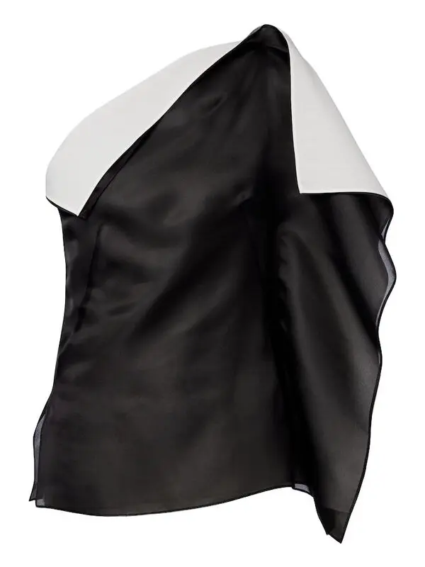 RÓHE Draped One-shoulder Silk Top - Black