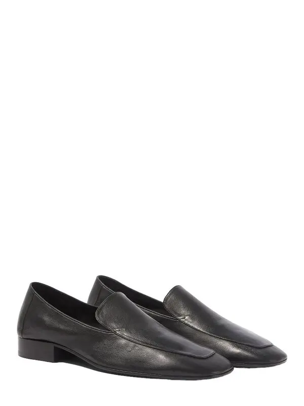 Dries Van Noten Leather Square Toe Loafers - Black