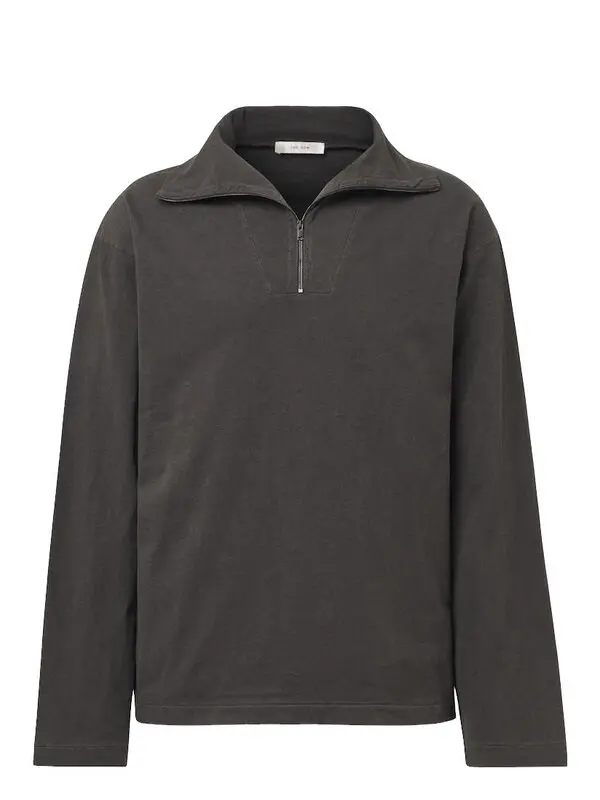 THE ROW Marcielo Cotton Half-zip Top - Grey