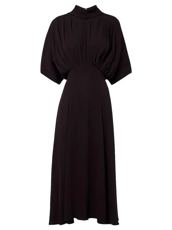 Agnona Gathered Midi Dress - Brown