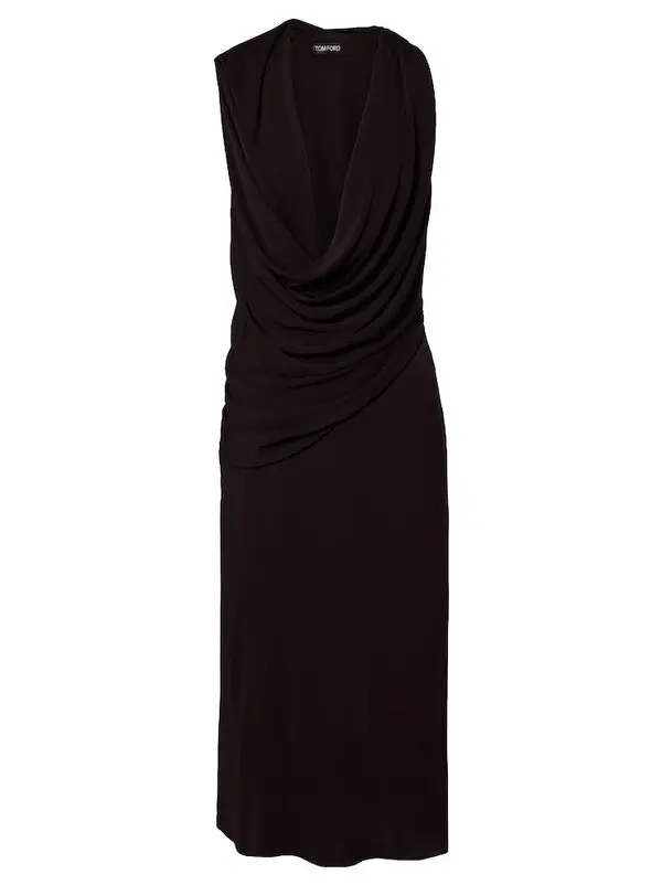 TOM FORD Crêpe Jersey Midi Dress - Brown