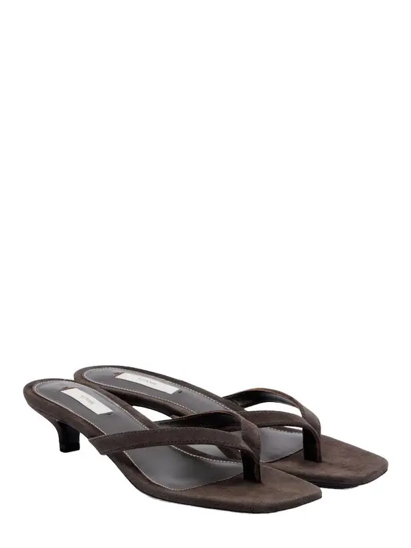 TOTEME Suede Square Open-toe Thong Sandals - Brown