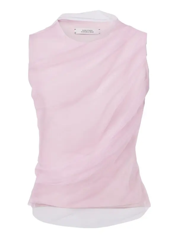 Dorothee Schumacher Layered Draped Jersey And Tulle Top - Pink