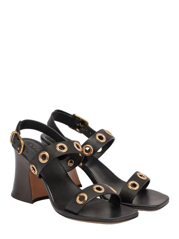 Chloé Janis Leather Sandals - Black