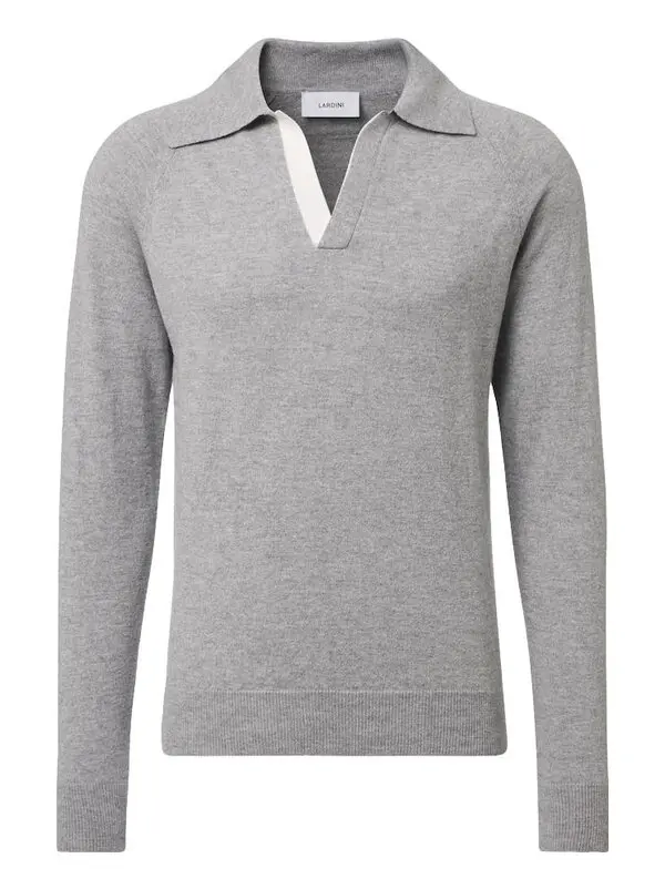 LARDINI Virgin Wool And Cashmere Polo Sweater - Grey