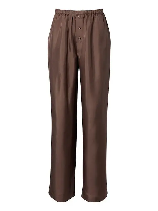RÓHE Silk Satin Wide-leg Pants - Brown