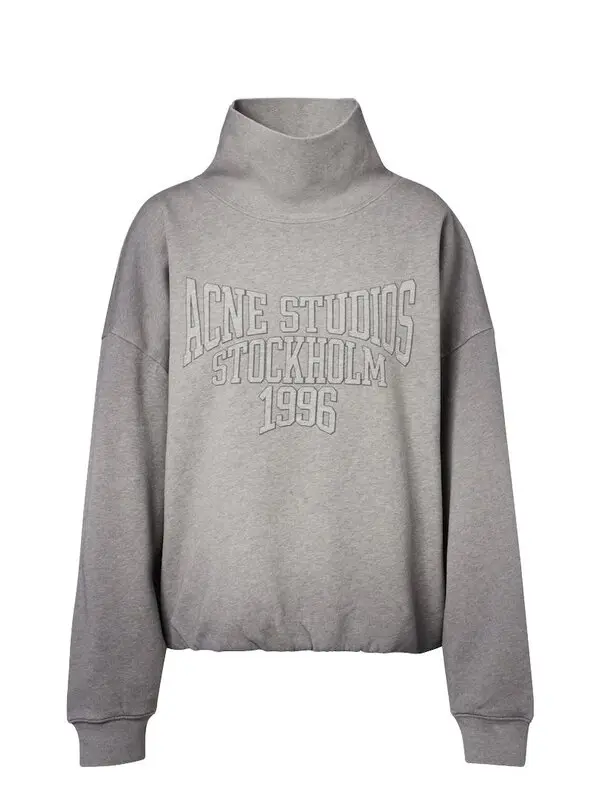 Acne Studios Logo Cotton Fleece Sweatshirt - Grey