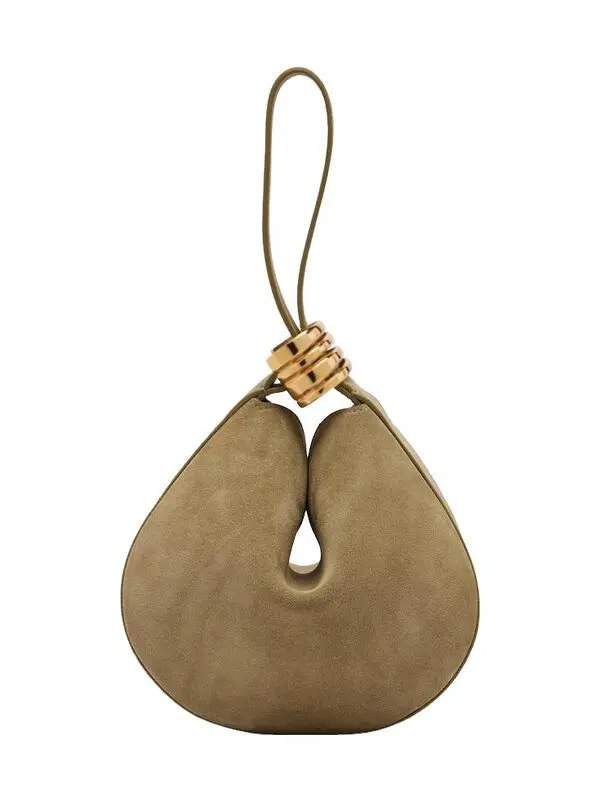 AMANU Zambia Ring Small Suede Top Handle Bag - Green