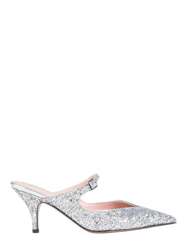Zimmermann Glittered Metallic Leather Mules - Silver