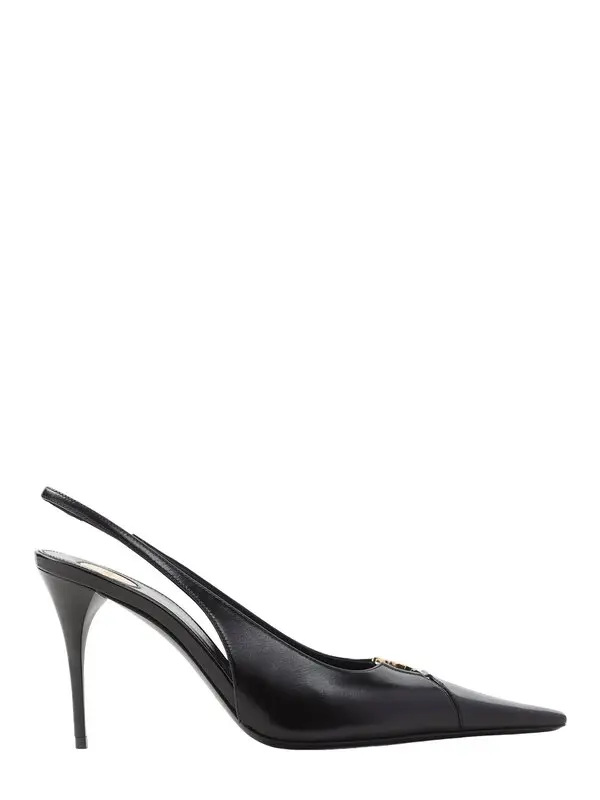 Saint Laurent Babylone Leather Slingback Pumps - Black