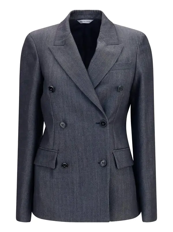 Balenciaga Double-breasted Wool Blazer - Gray