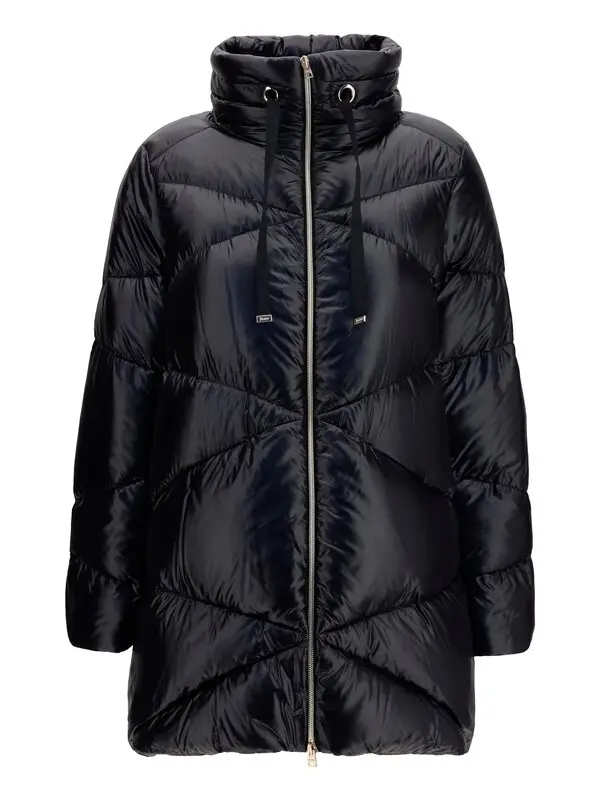Herno Quilted Down Jacket With Drawstring And Fur Trimmed Hood - Black