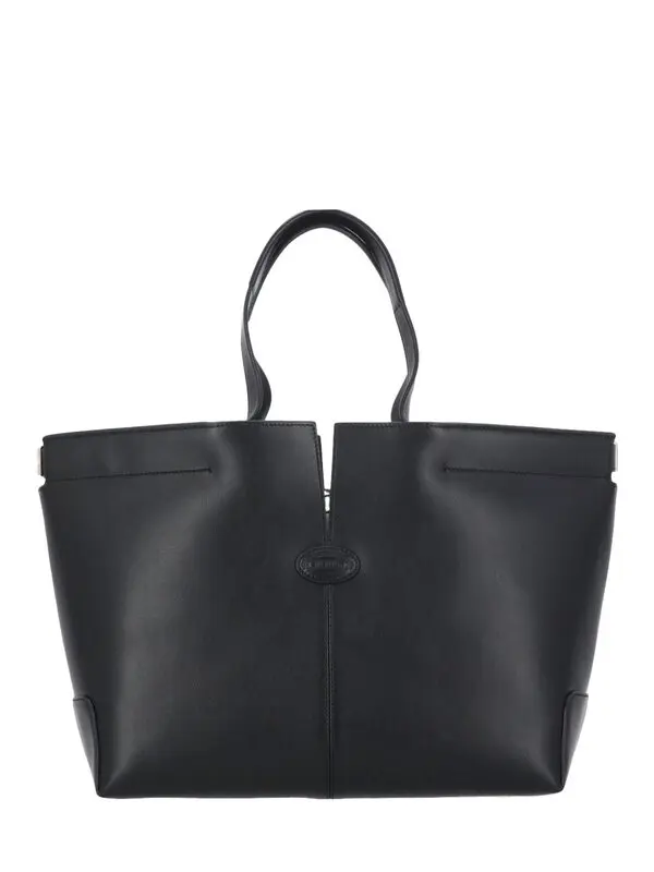 TOD'S Di Bag Folio Leather Tote - Black