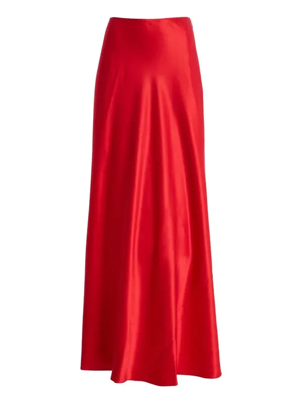 HEIRLOME Perla Silk Maxi Skirt - Red