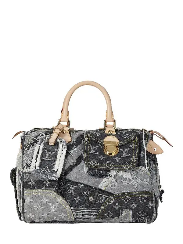 LOUIS VUITTON Monogram Denim Patchwork Speedy 30 Bag - Black