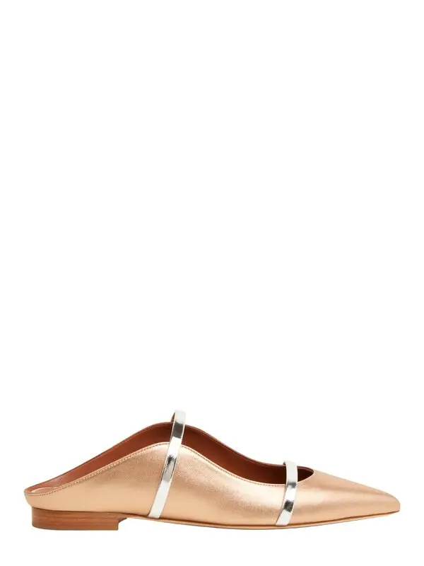 MALONE SOULIERS Metallic Leather Maureen Mules - Gold