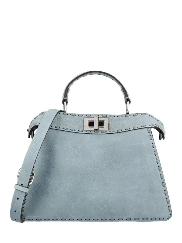 Fendi Peekaboo Iseeu Small Bag In Nubuck Leather - Silver
