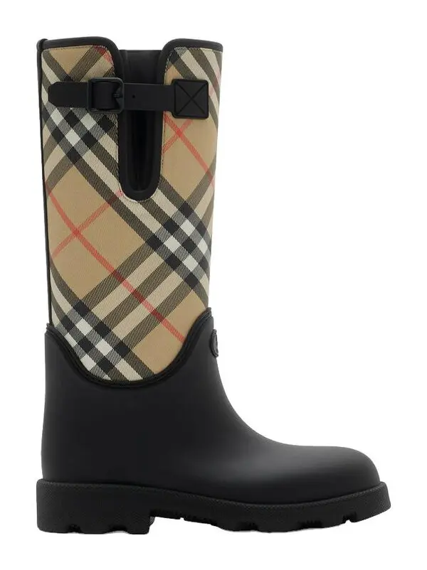 Burberry Rubber & Nylon Tall Rain Boots - Multicolor