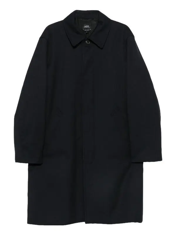 A.p.c. Single Breasted Twill Coat - Blue