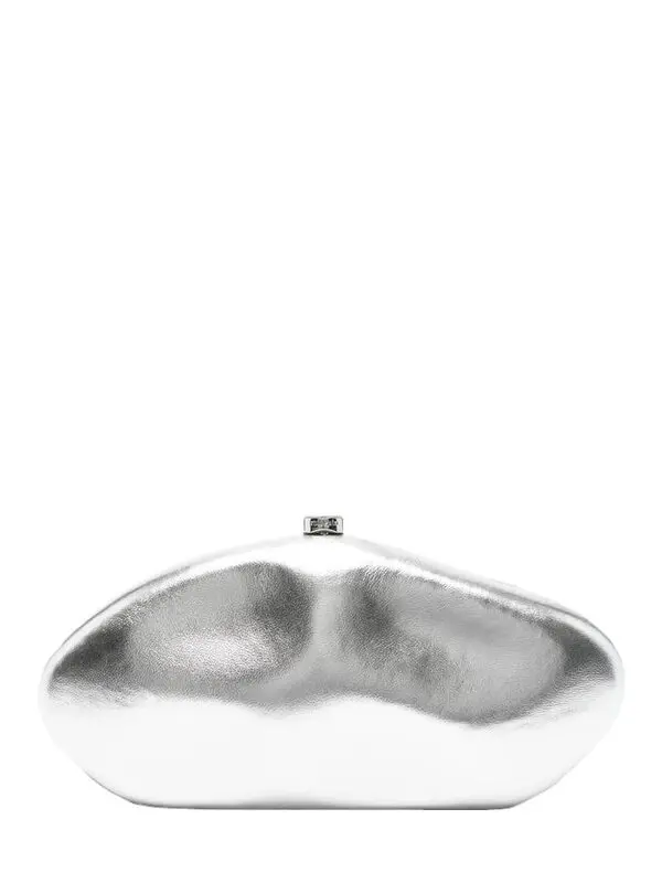 Cult Gaia Metallic Effect Pebble Clutch - Silver