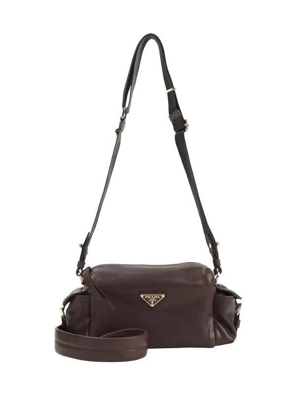 Prada Bruciato Leather Shoulder Bag With Gold-tone Hardware - Brown