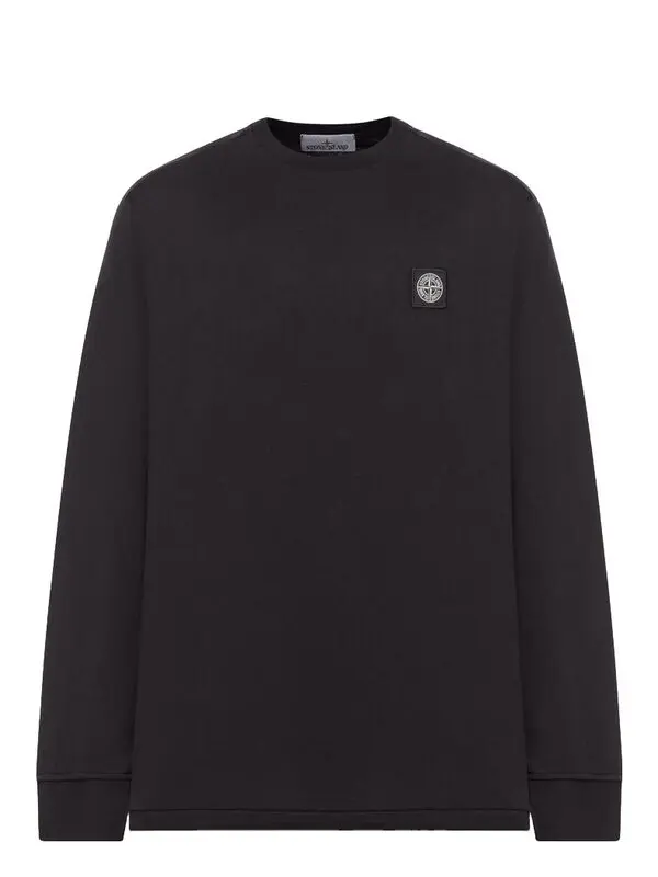 Stone Island Long Sleeve T-shirt With Compass Patch - Black