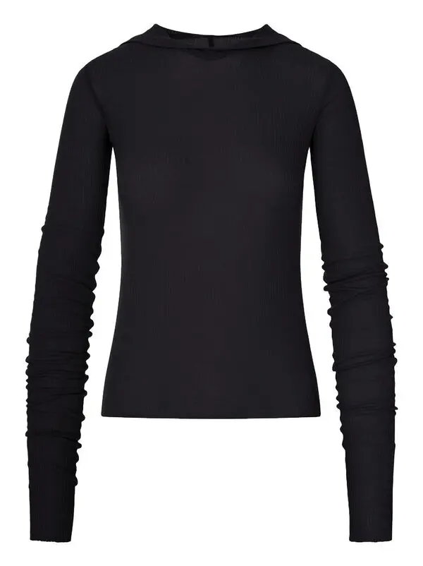 Rick Owens Ribbed Knit Hoodie - Black