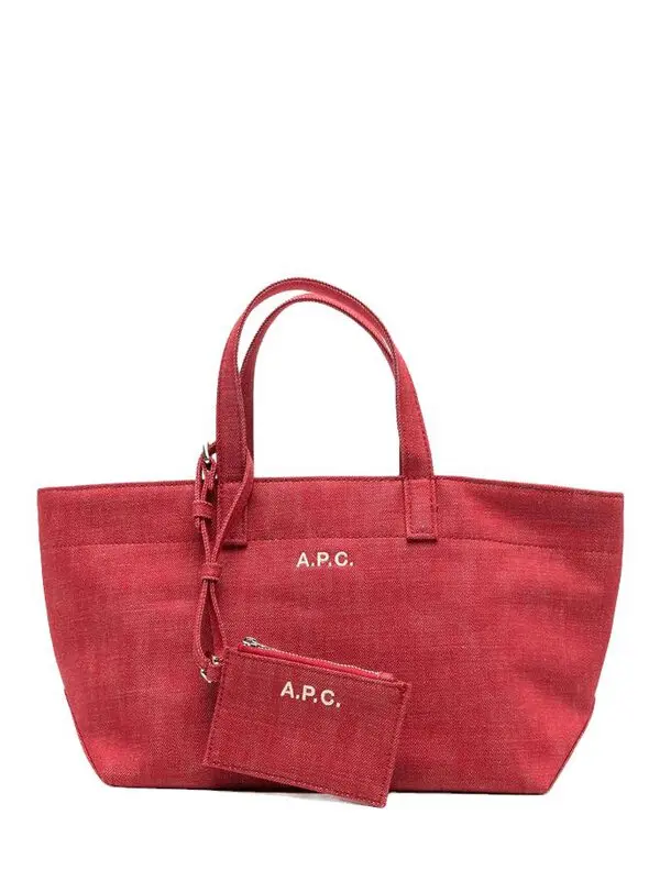 A.p.c. Cotton Tote Bag With Top Handles And Zip Fastening - Red