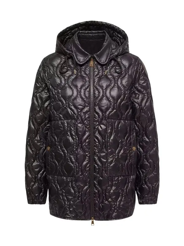 Moncler Midi Balette Down Jacket With Geometric Quilting - Black