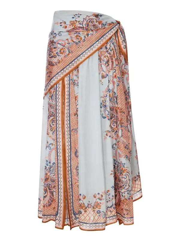 Zimmermann Aster Silk Wrap Skirt - Multicolor