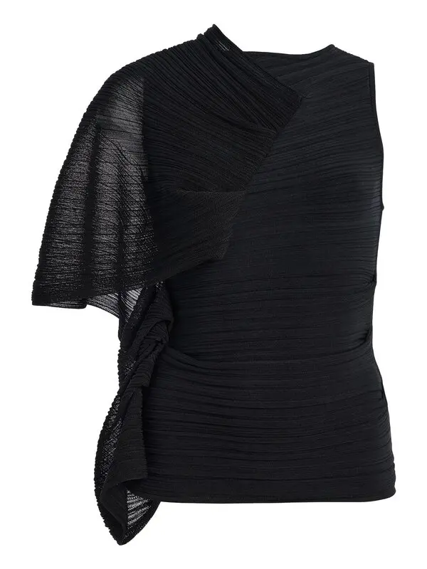 Balmain One-shoulder Knit Top - Black