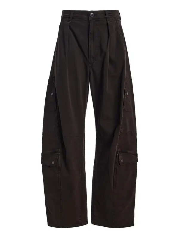 Citizens Of Humanity Flight Pleated Cotton-blend Wide-leg Pants - Brown