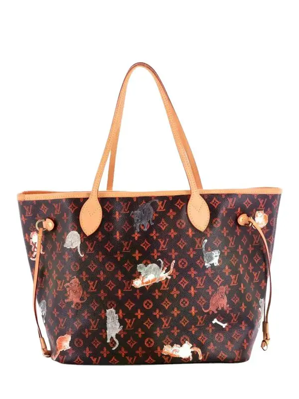 LOUIS VUITTON Neverfull Nm Limited Edition Grace Coddington Catogram Canvas Mm Tote Bag - Black