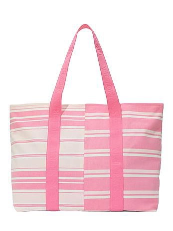 Victoria's Secret Heritage Stripe Canvas Tote Bag - Print