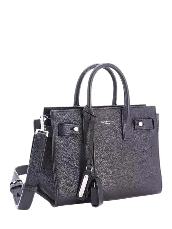 Saint Laurent Leather Nano Tote Bag - Black