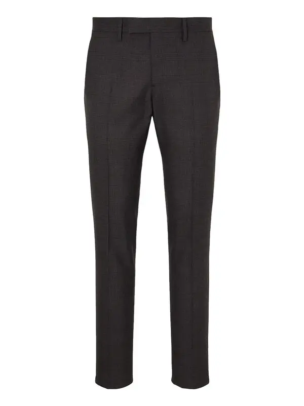 LARDINI Prince Of Wales Checked Wool Trousers - Brown