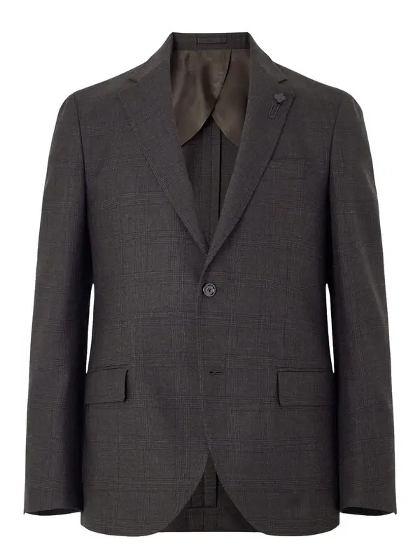 LARDINI Prince Of Wales Checked Wool Blazer - Brown
