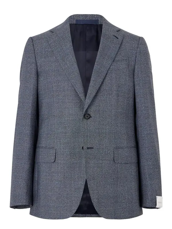 Caruso Prince Of Wales Wool Suit Jacket - Blue